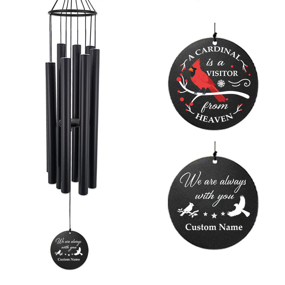 Astarin Memorial Wind Chimes 36 Inch Black Deep Tone Hand-Tuned
